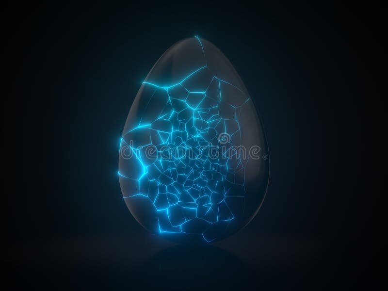 Easter Egg. Alien with Glowing Cracks. 3d Illustration Stock ...