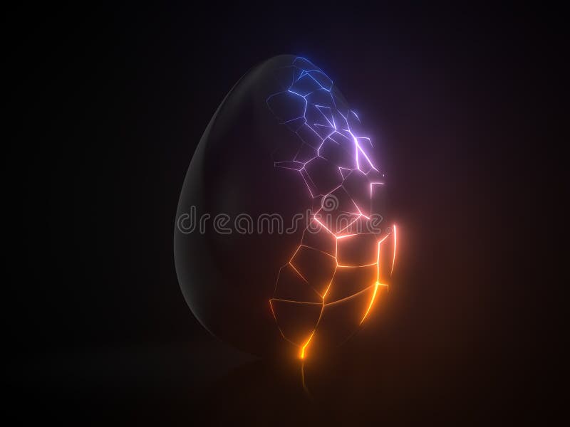 Easter Egg. Alien With Glowing Cracks. 3d Illustration Stock ...