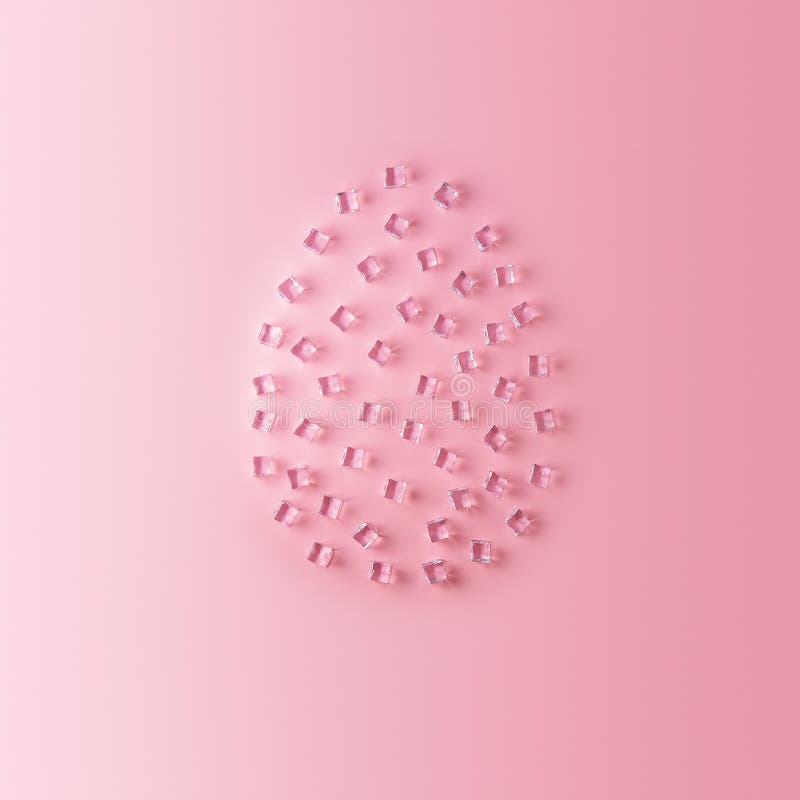 Easter Egg Assembled from Ice Cubes on a Pink Background with an Empty ...
