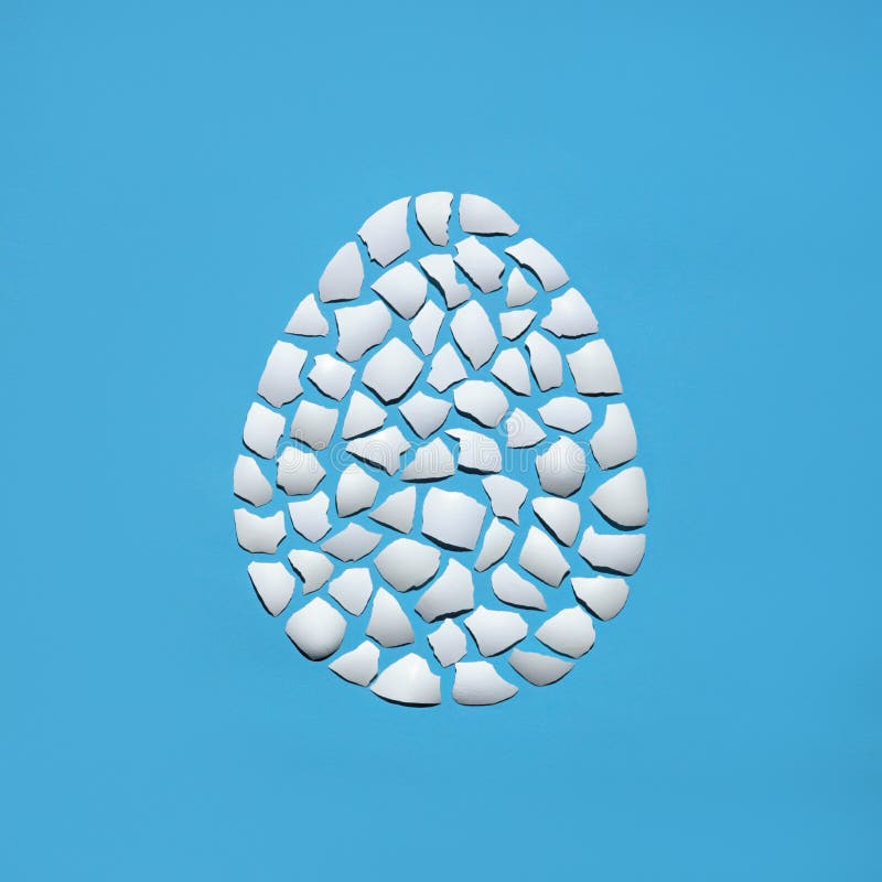 Egg from White Eggshell, Easter Blue Background Stock Image - Image of ...