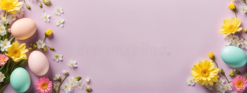 Easter Egg Border with Fresh Spring Blooms Stock Illustration ...