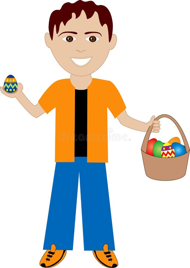 Little Boy Holding Easter Basket Stock Illustration - Illustration of ...