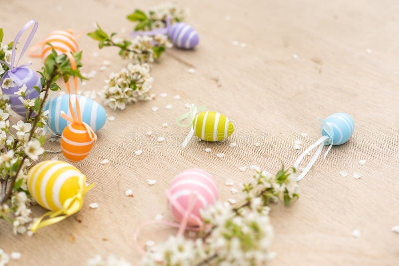 A Easter Egg on a Branch of a Blooming Cherry Tree. Easter Spring ...