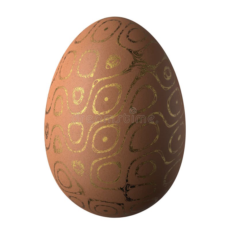 Easter Egg in Brown Color with an Abstract Golden Pattern on the Egg ...