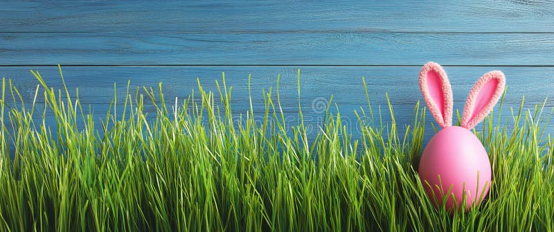 Easter Egg Bunny Ears Grass Background Stock Illustration ...