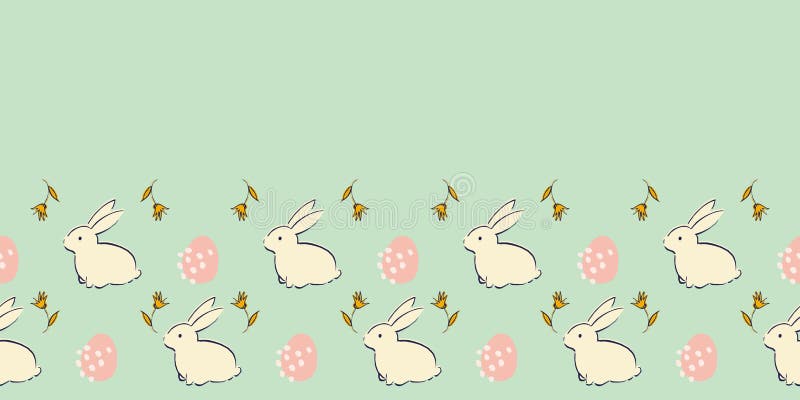 Easter Egg Bunny Flower Frame Border Seamless Patten Stock Vector ...