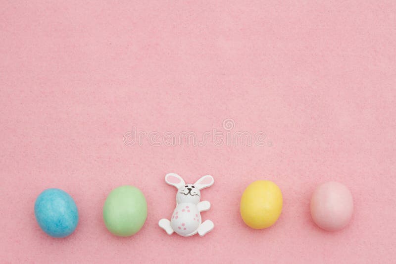 Easter Egg with Bunny Rabbit Background on Pink Felt Stock Image ...