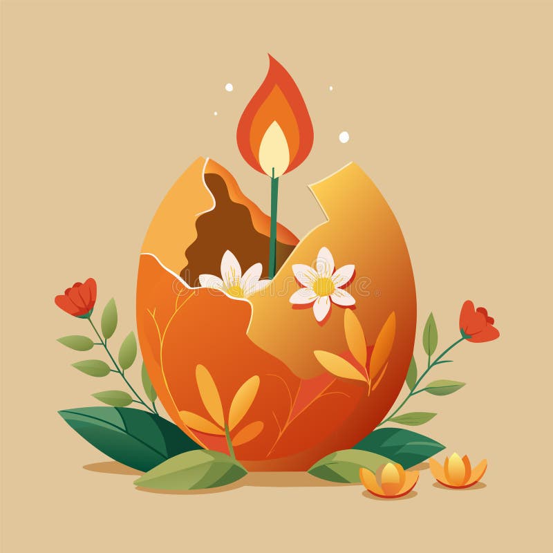 Easter Egg with a Burning Candle Inside: a Symbol of Hope Stock Vector ...