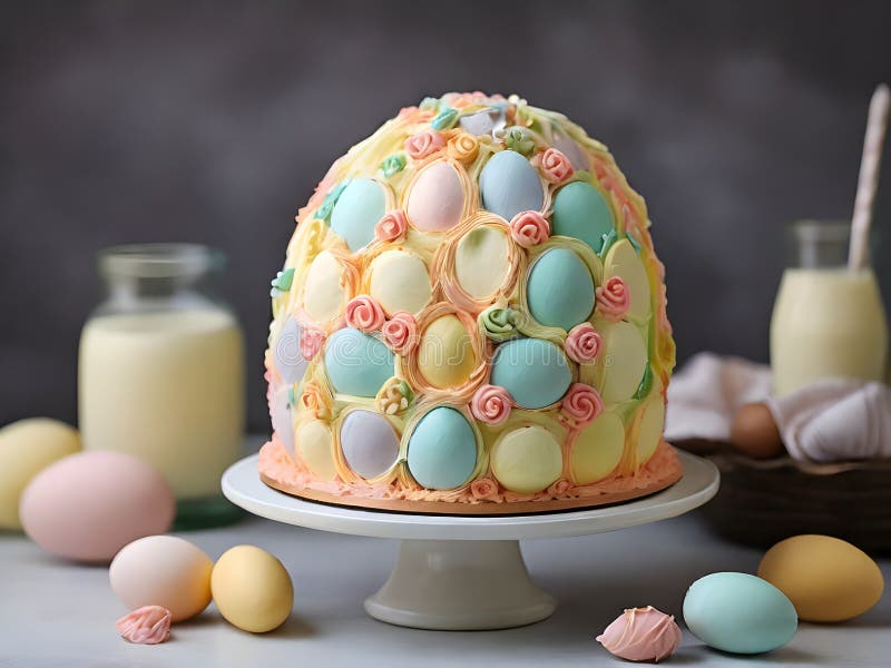 Easter Egg Buttercream Cake Stock Illustration - Illustration of rabbit ...