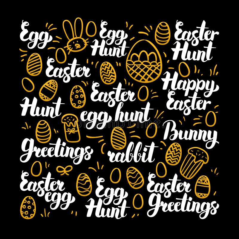 Easter Egg Calligraphy Design Stock Vector - Illustration of badge ...