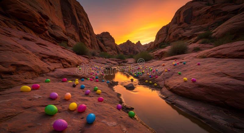 Easter Egg Canyon Glow a.I Generate Photos Stock Illustration ...