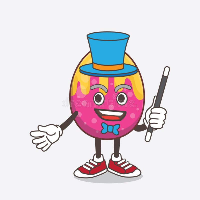 Easter Egg Cartoon Mascot Character Performance As a Magician Stock ...