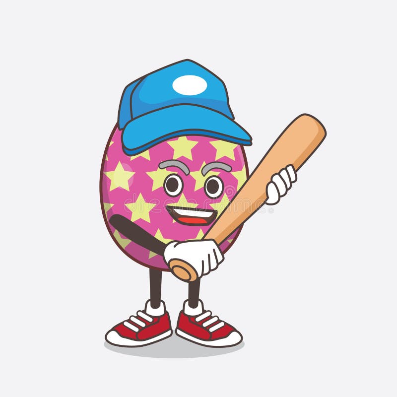 Easter Egg Cartoon Mascot Character Playing Baseball Stock Vector ...