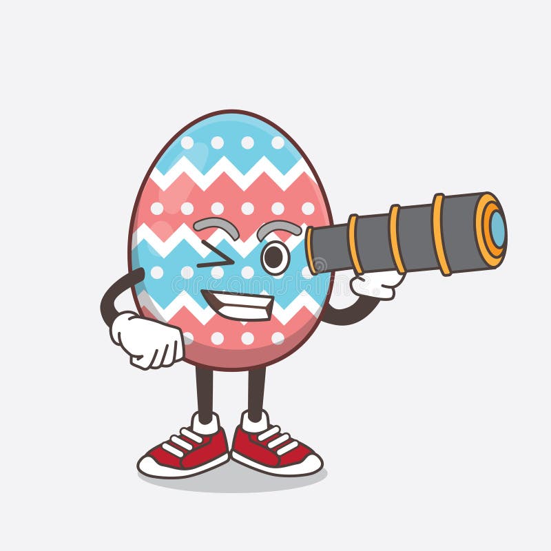 Easter Egg Cartoon Mascot Character Using a Monocular Stock Vector ...