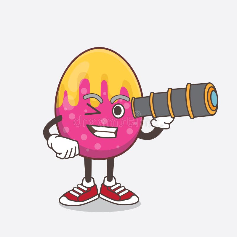 Easter Egg Cartoon Mascot Character Using a Monocular Stock Vector ...