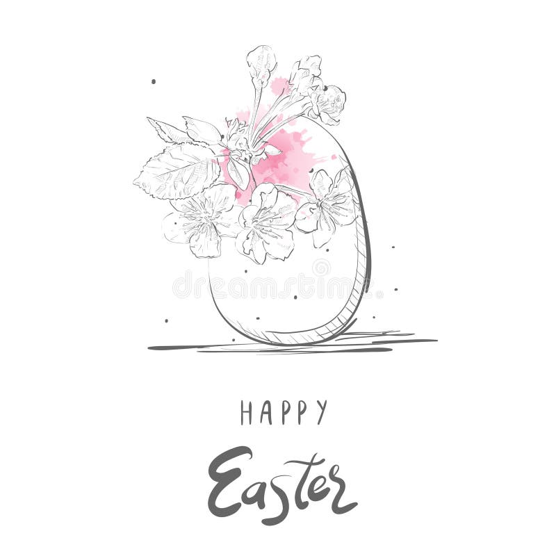 Easter Egg and Cherry Blossom. Happy Easter. Sakura Flowers Stock ...