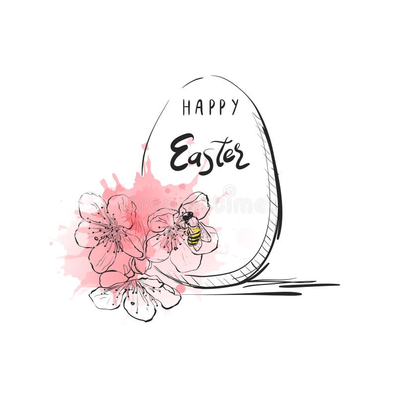 Easter Egg and Cherry Blossom. Happy Easter Stock Illustration ...