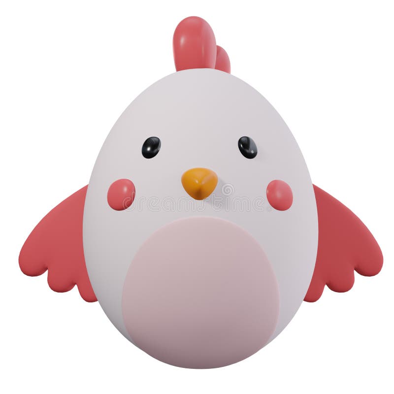 Easter Egg. Chicken Cartoon Character for Easter Day 3D Illustration ...