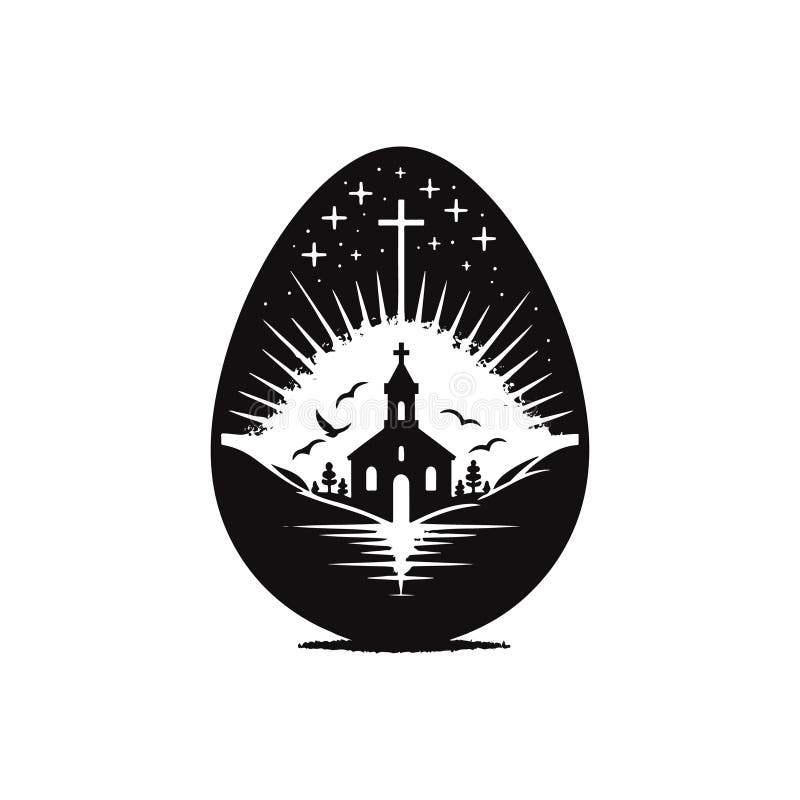 Church and Cross Easter Egg - Religious Vector Design Stock Vector ...
