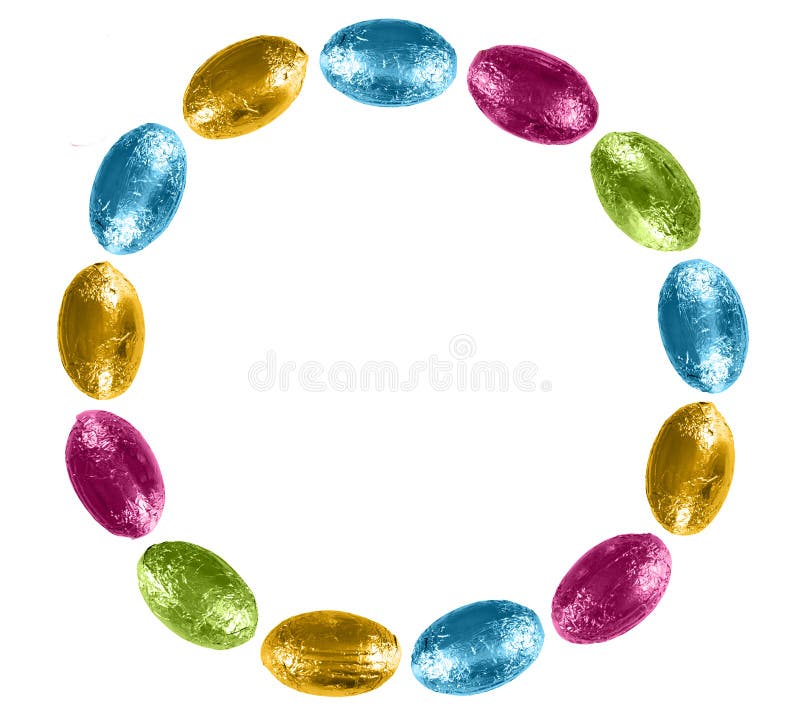Easter Egg Circle, Frame, Isolated on White. Bright Colourful Chocolate ...