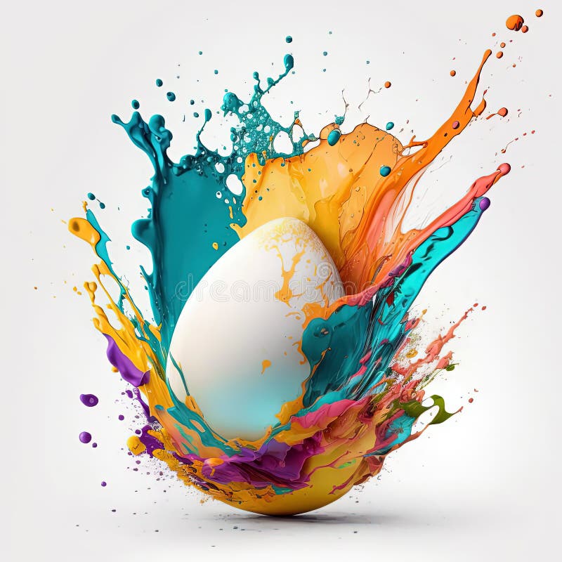 Easter Egg Colorful Explosion. Generative Ai. Easter Egg Paint Splash ...