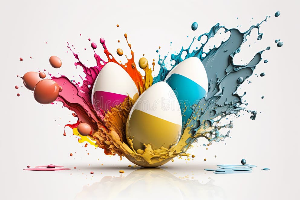 Easter Egg Colorful Explosion. Generative Ai. Easter Egg Paint Splash ...