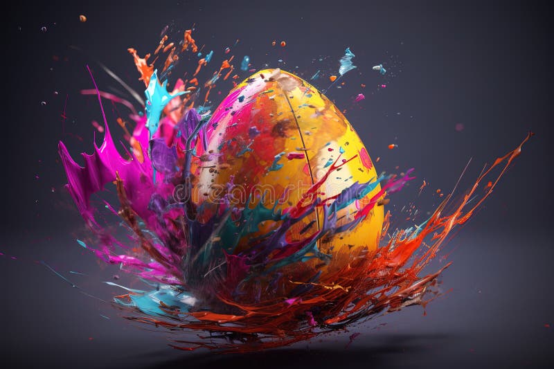 Easter Egg Colorful Explosion Easter Egg Paint Splash. Generative AI ...