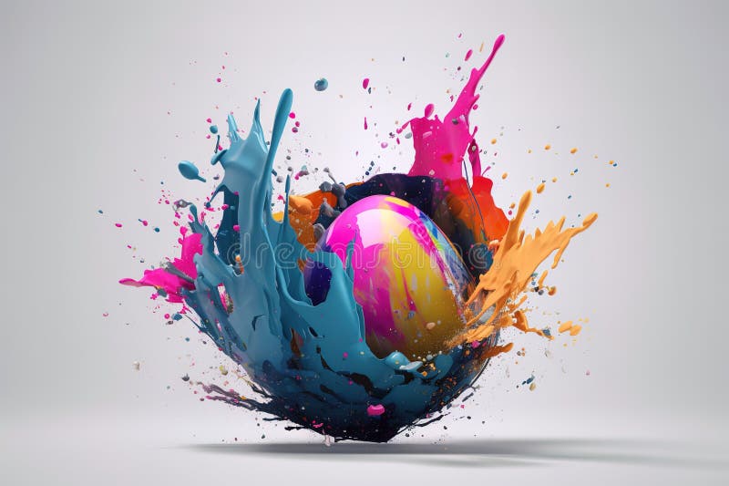 Easter Egg Colorful Explosion Easter Egg Paint Splash. Generative AI ...