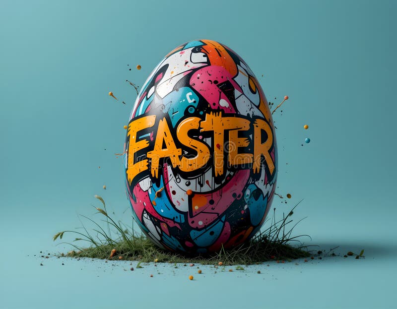 Easter Egg with Colorful Graffiti Art Stock Illustration - Illustration ...