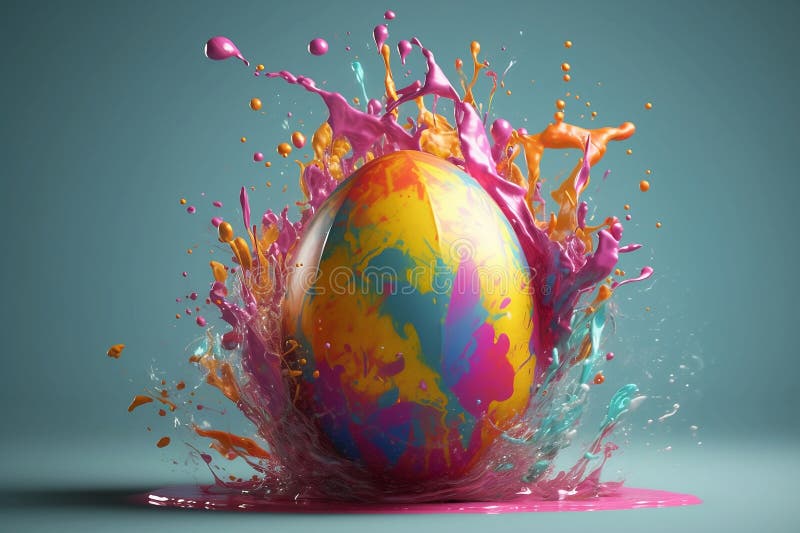 Easter Egg in a Colorful Splash. Generative AI. Stock Illustration ...