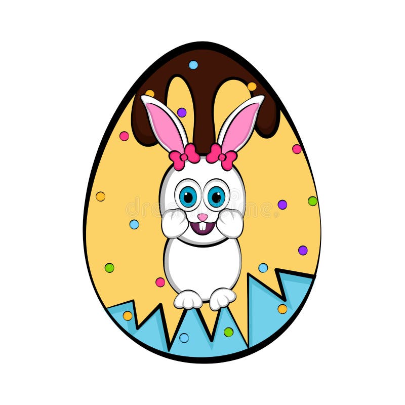 Easter Egg with a Cute Bunny Cartoon Stock Vector - Illustration of ...