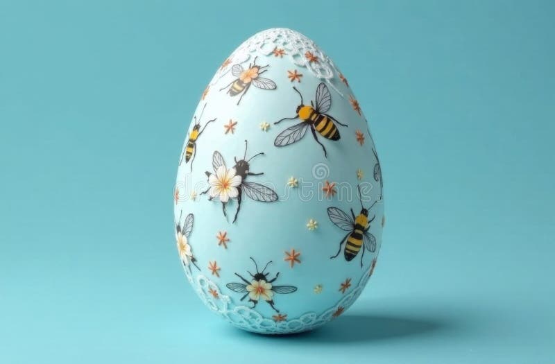 This Easter Egg is Decorated with an Elegant White Lace Pattern with ...