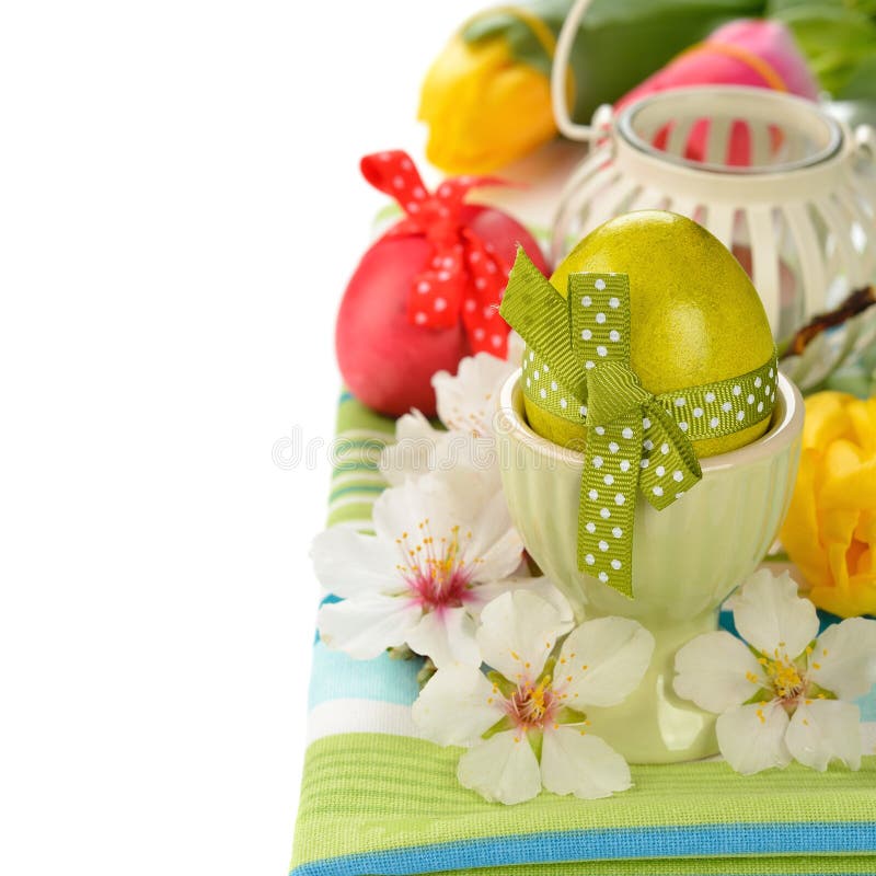 Easter Egg Decorated with Ribbon Stock Image - Image of food, holiday ...