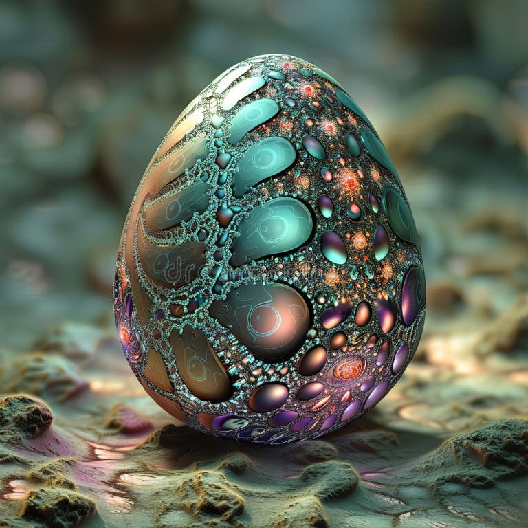 Easter Egg in Digital Fractal Art. Stock Illustration - Illustration of gift, faberge: 307879964