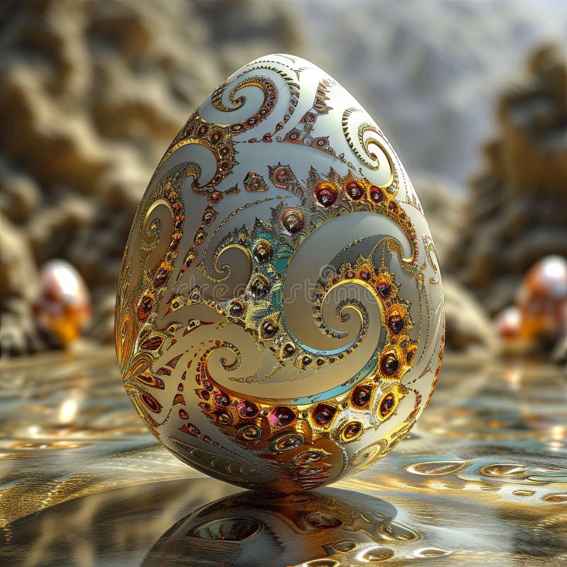 Easter Egg in Digital Fractal Art. Stock Illustration - Illustration of ...