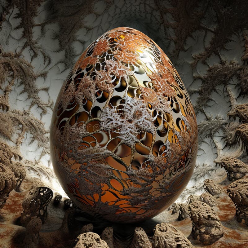 Easter Egg in Digital Fractal Art. Stock Illustration - Illustration of ...