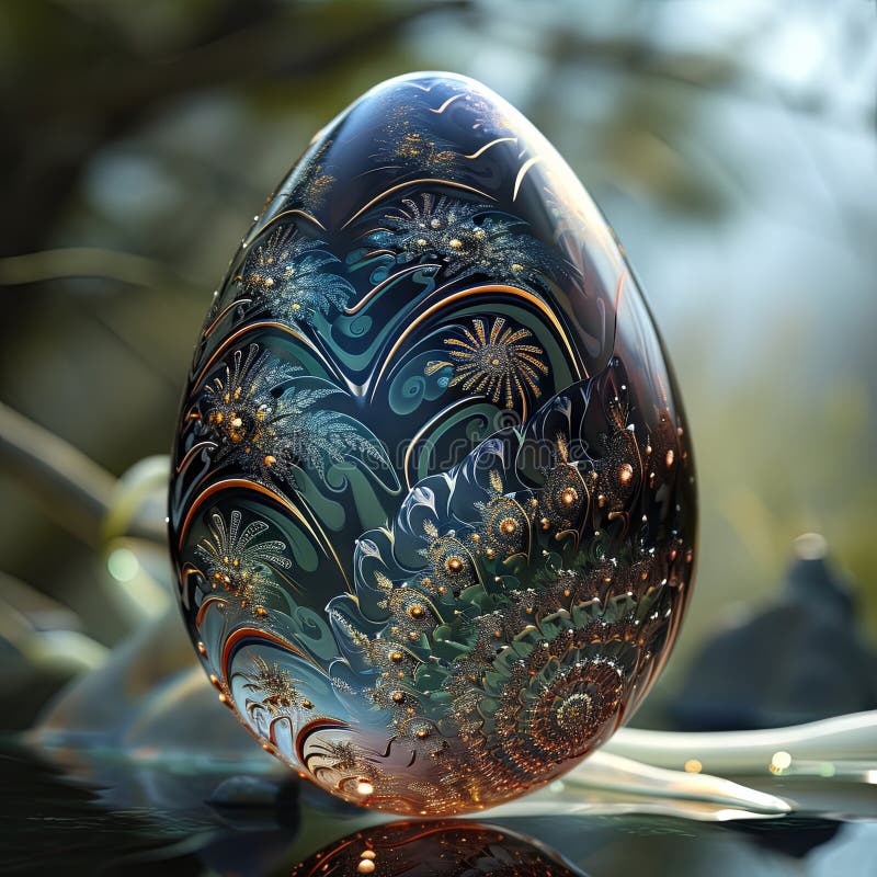 Easter Egg in Digital Fractal Art. Stock Illustration - Illustration of ...
