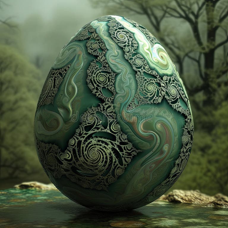 Easter Egg in Digital Fractal Art. Stock Illustration - Illustration of ...