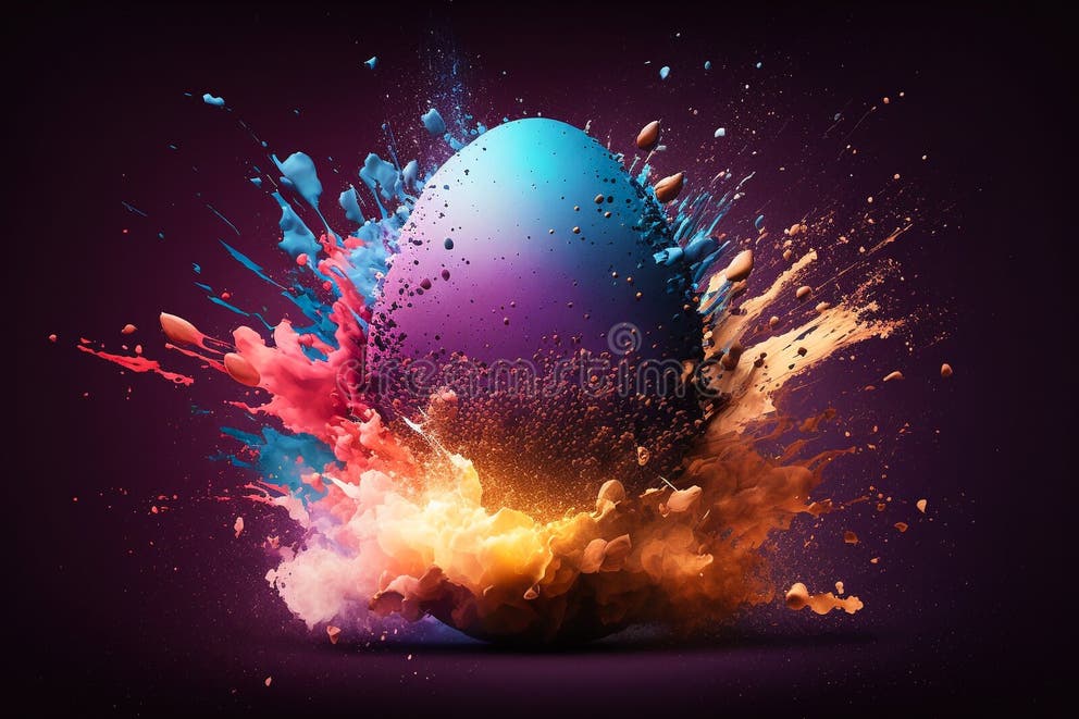 An Easter Egg Exploding into All the Colours of a Rainbow As it Hits ...