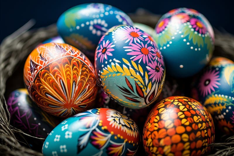 Easter Egg Extravaganza: a Burst of Colors and Patterns Stock Photo ...