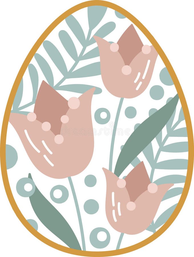 Easter Egg with Floral Pattern Stock Vector - Illustration of happy ...