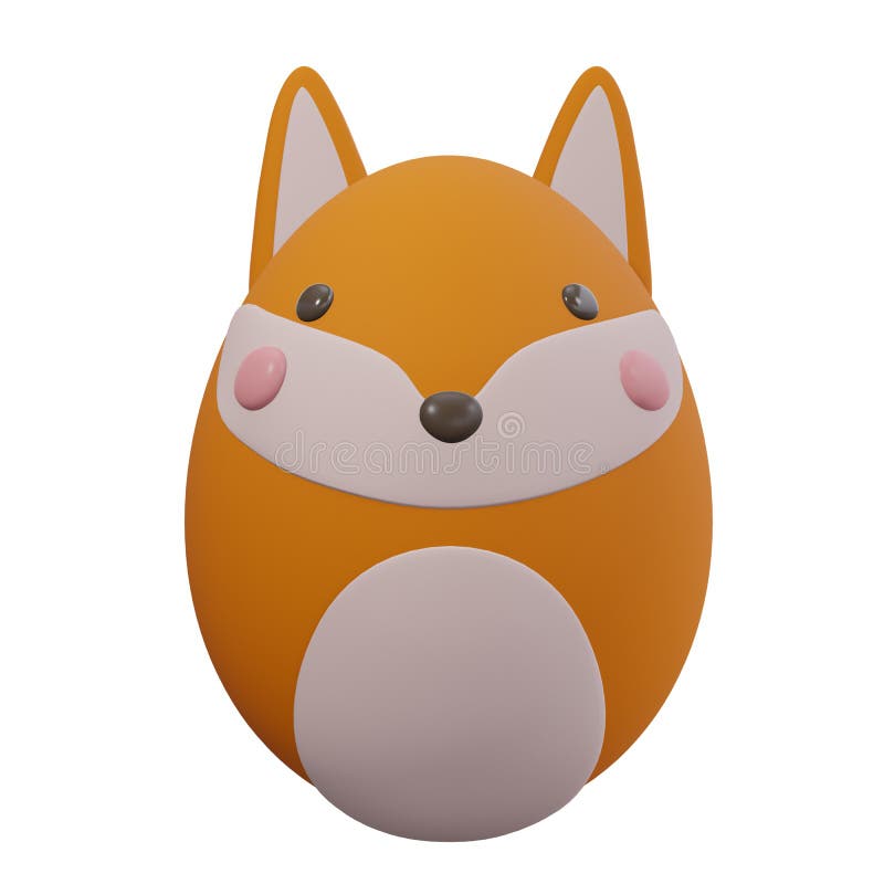 Easter Egg. Fox Cartoon Character for Easter Day 3D Illustration Stock ...