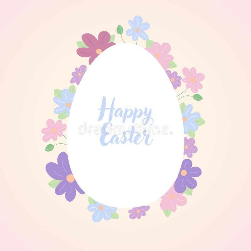 Easter Egg Frame with Floral Wreath and Pastel Background Stock ...
