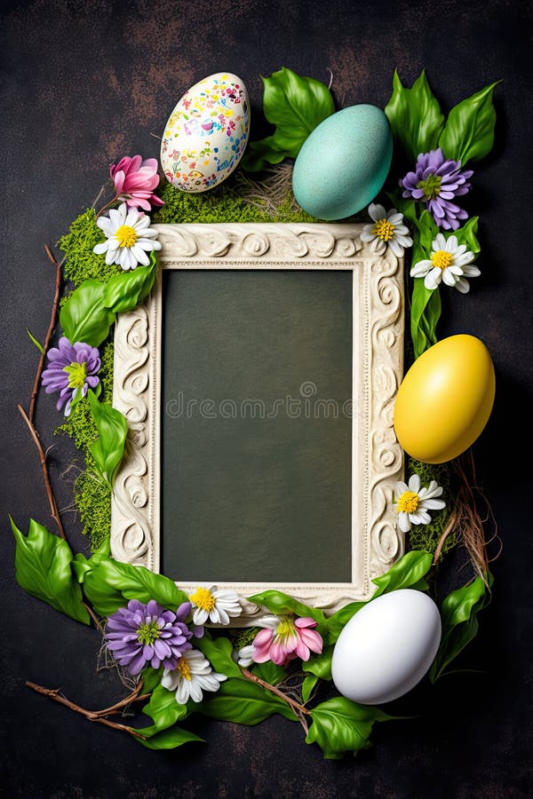 Easter Egg and Frame. Multi Colored Eggs Stock Illustration ...