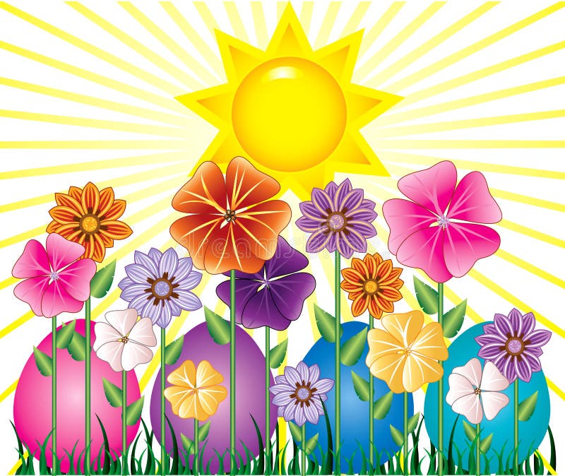 Spring Smiley Face Happy Flowers Stock Illustration - Illustration of ...