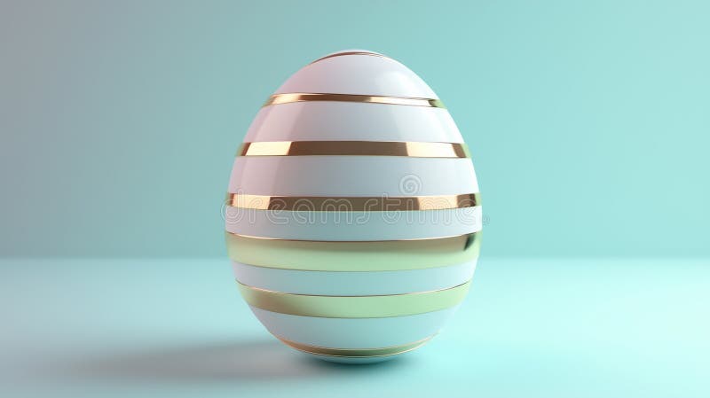 Easter Egg with Glossy Blue Finish Metallic Silver Stripes Close-up ...