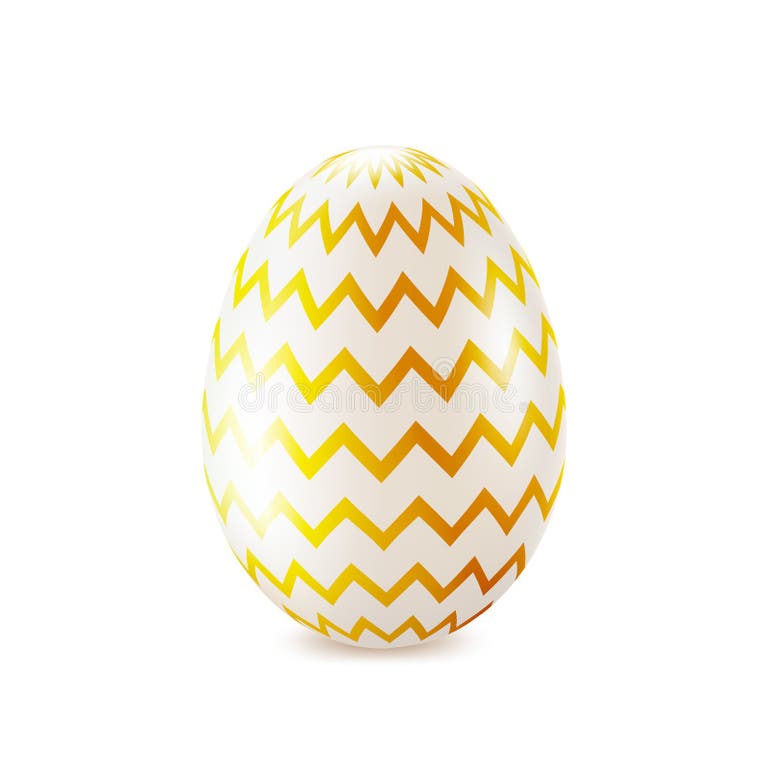 Easter Egg with Golden Zig Zag Stripes, Realistic Vector Stock Vector - Illustration of decor ...
