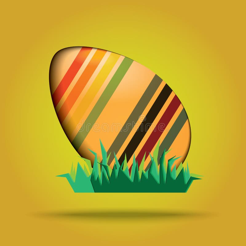 Easter Egg on Grass. Vector Illustration Decorative Design Stock Vector ...