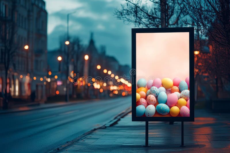 Easter Egg. Happy Easter Background Billboard for Mockup Design with ...