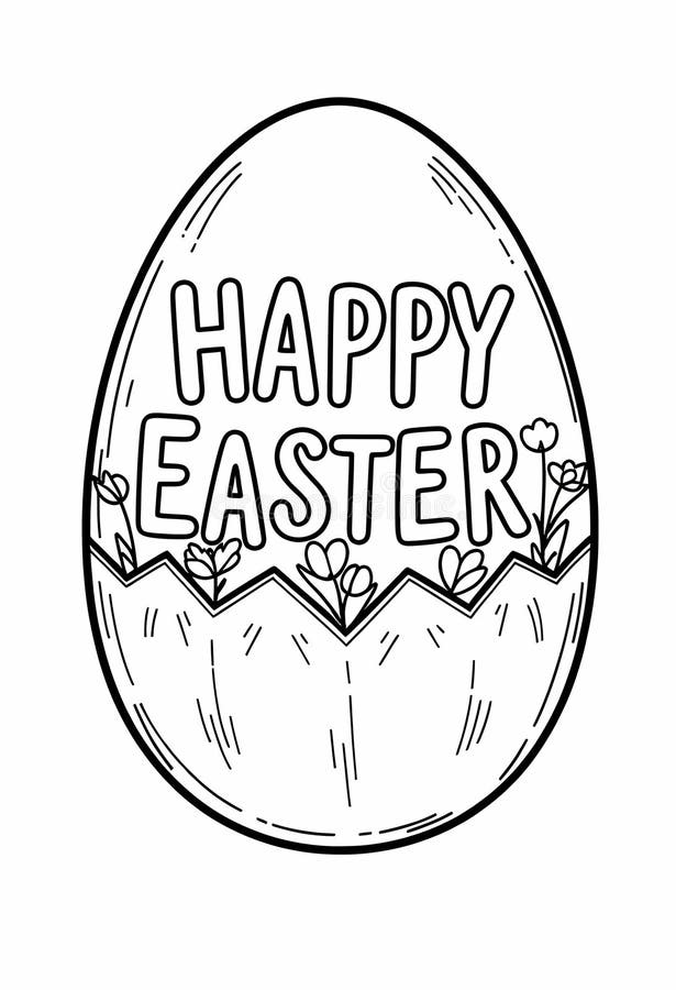 Easter Egg with "HAPPY EASTER" Inscription and Floral Decorations ...